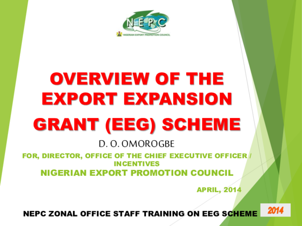 (PDF) OVERVIEW OF THE EXPORT EXPANSION GRANT (EEG) SCHEME NEPC ZONAL ...
