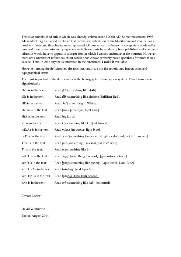 WarburtonColoursEgyptBorg | David Warburton - Academia.edu
