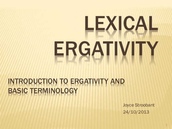 (PDF) Introduction to ergativity: delineation & basic terminology