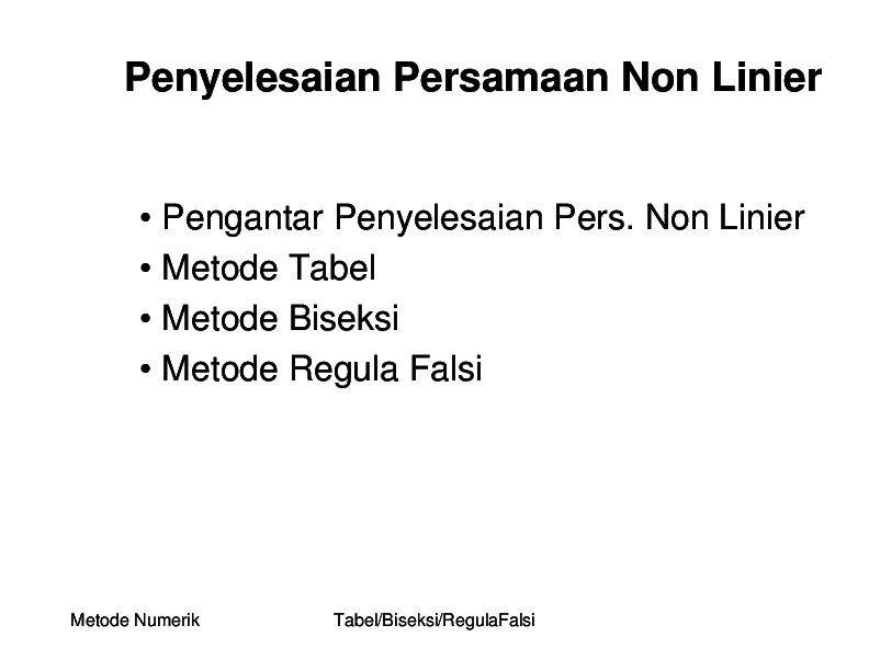 (PDF) Metode Numerik Penyelesaian Persamaan Non Linier
