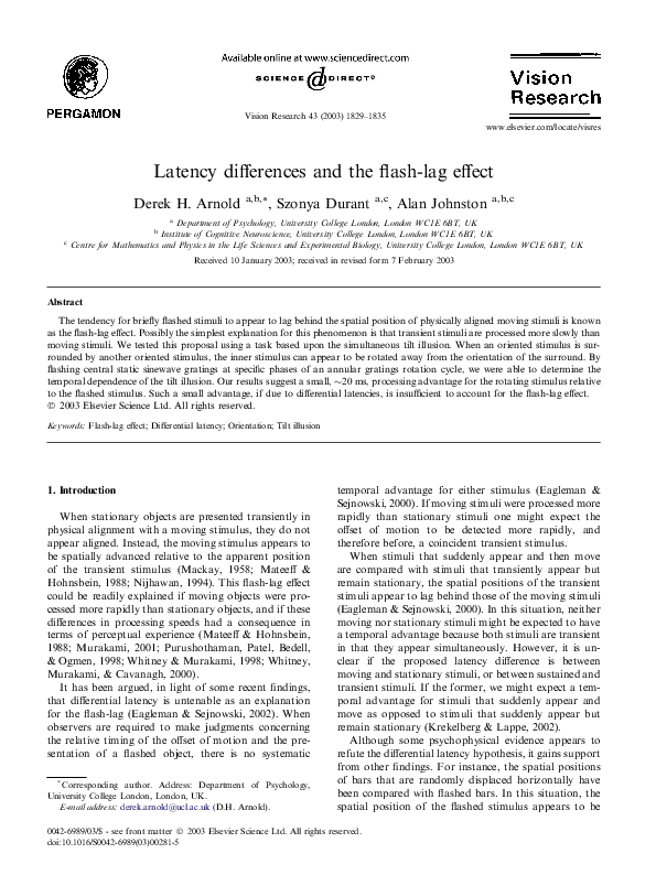 (PDF) Latency differences and the flash-lag effect | Szonya Durant - Academia.edu