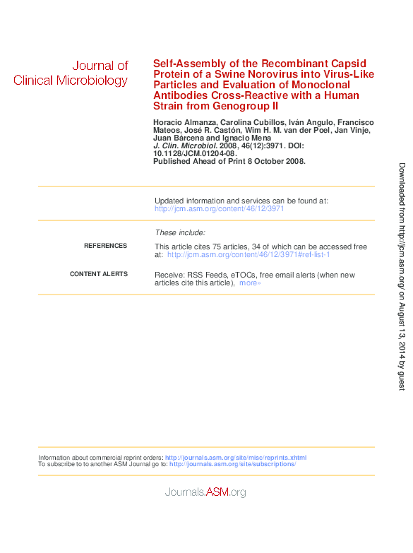(PDF) Self-Assembly of the Recombinant Capsid Protein of a Swine ...