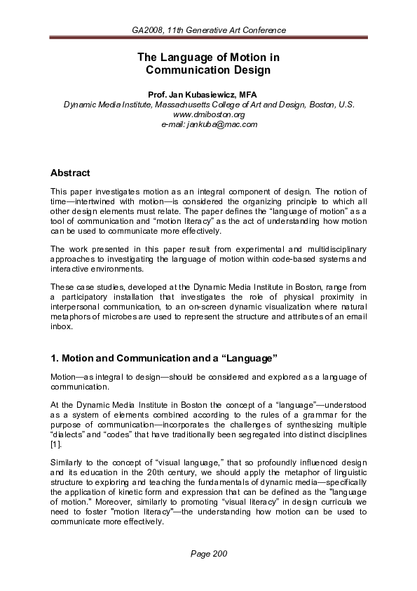 (PDF) The Language of Motion in Communication Design