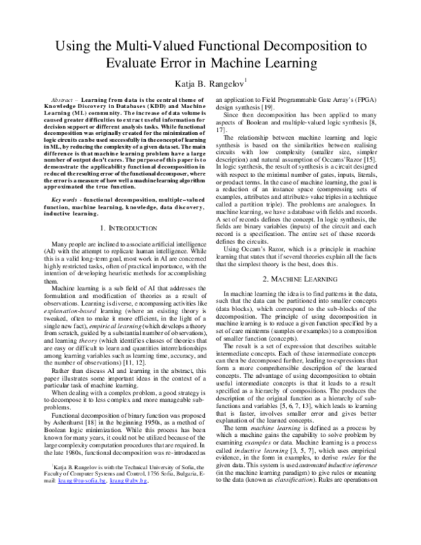 (PDF) Using the Multi-Valued Functional Decomposition to Evaluate Error ...
