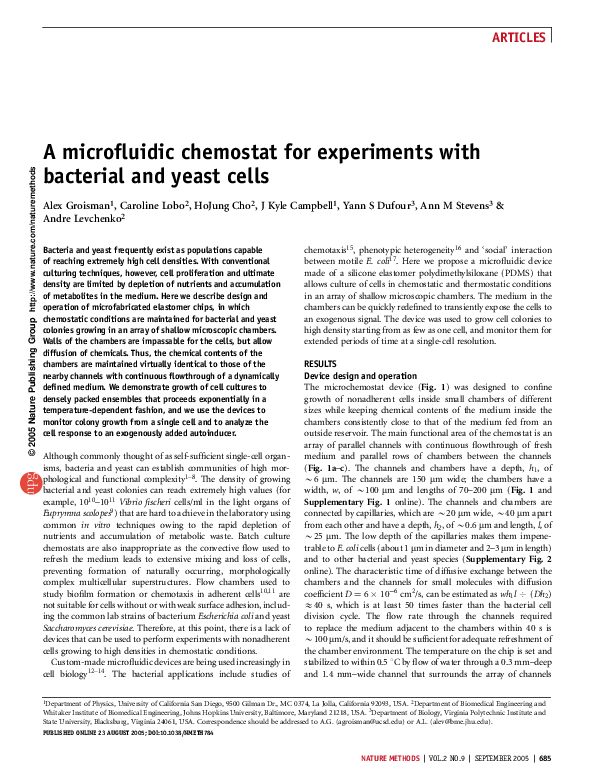 (PDF) A microfluidic chemostat for experiments with bacterial and yeast ...