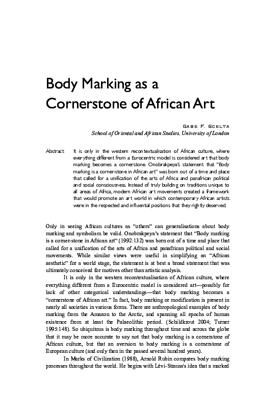 (PDF) Body Marking as a Cornerstone of African Art