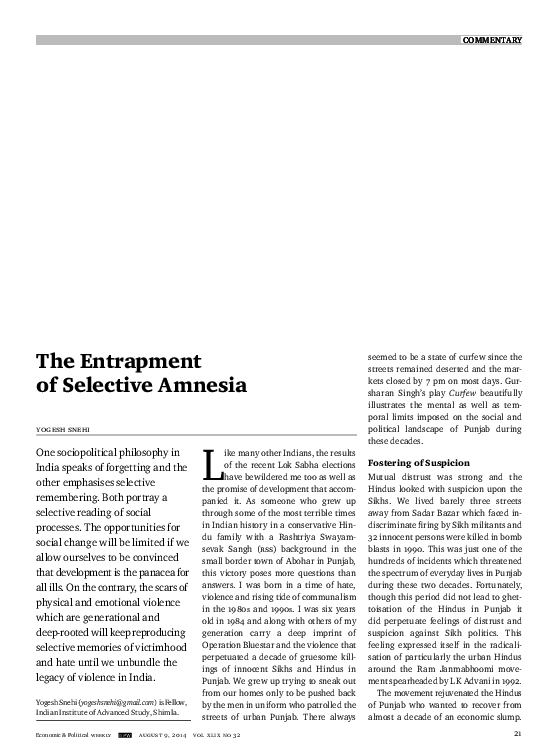 (PDF) The Entrapment of Selective Amnesia