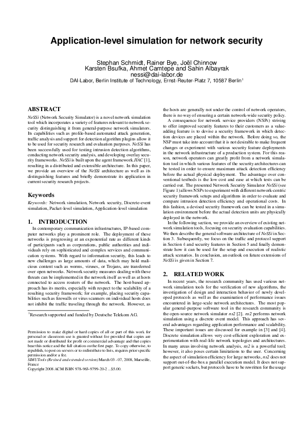 (PDF) Application-Level Simulation for Network Security
