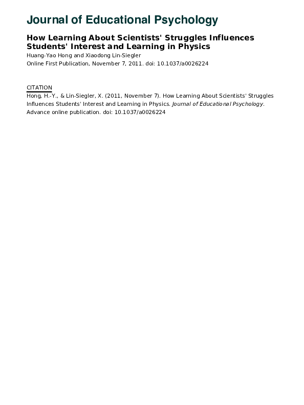 (PDF) Journal of Educational Psychology How Learning About Scientists ...