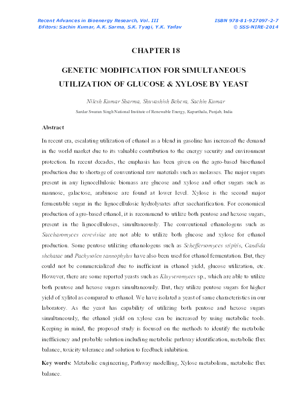 (PDF) GENETIC MODIFICATION FOR SIMULTANEOUS UTILIZATION OF GLUCOSE ...