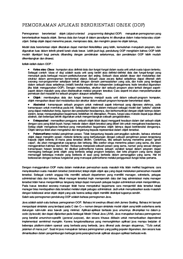 Doc Pemograman Aplikasi Berorientasi Objek Oop