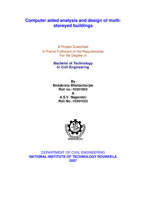 (PDF) Computer aided analysis and design of multi- storeyed buildings A ...