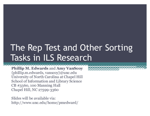 (PPT) The Rep Test and Other Sorting Tasks In ILS Research