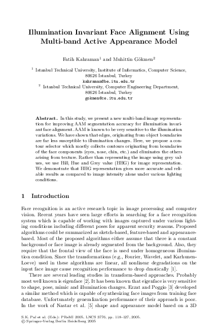 (PDF) Illumination Invariant Face Alignment Using Multi-Band Active Appearance Model