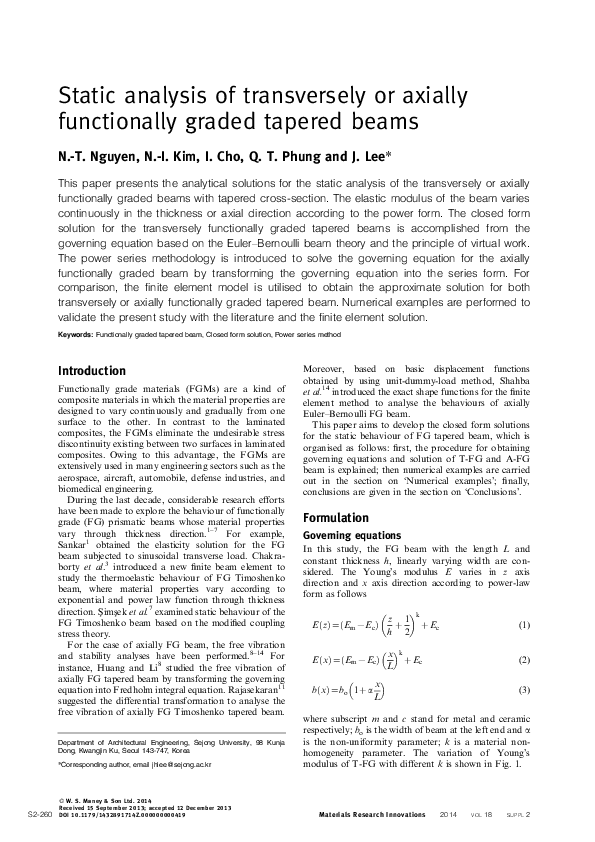 Pdf Static Analysis Of Transversely Or Axially Functionally Graded