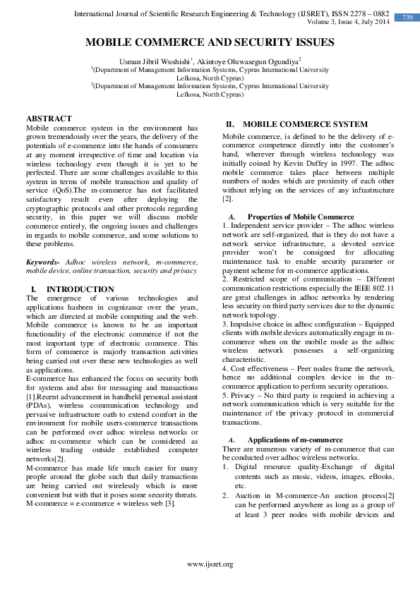 (PDF) MOBILE COMMERCE AND SECURITY ISSUES