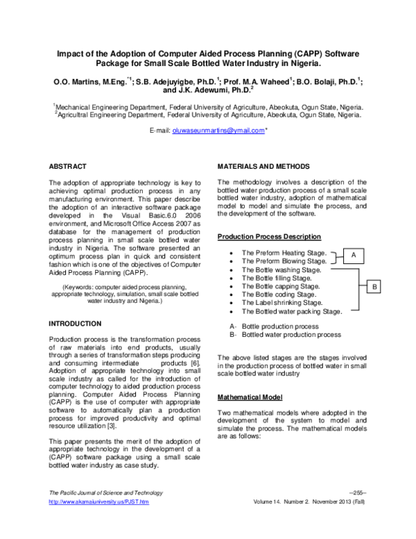 (PDF) Impact of the Adoption of Computer Aided Process Planning (CAPP ...