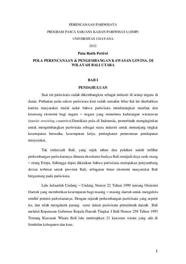 (DOC) Planning & Development of Tourism: POLA PERENCANAAN ...
