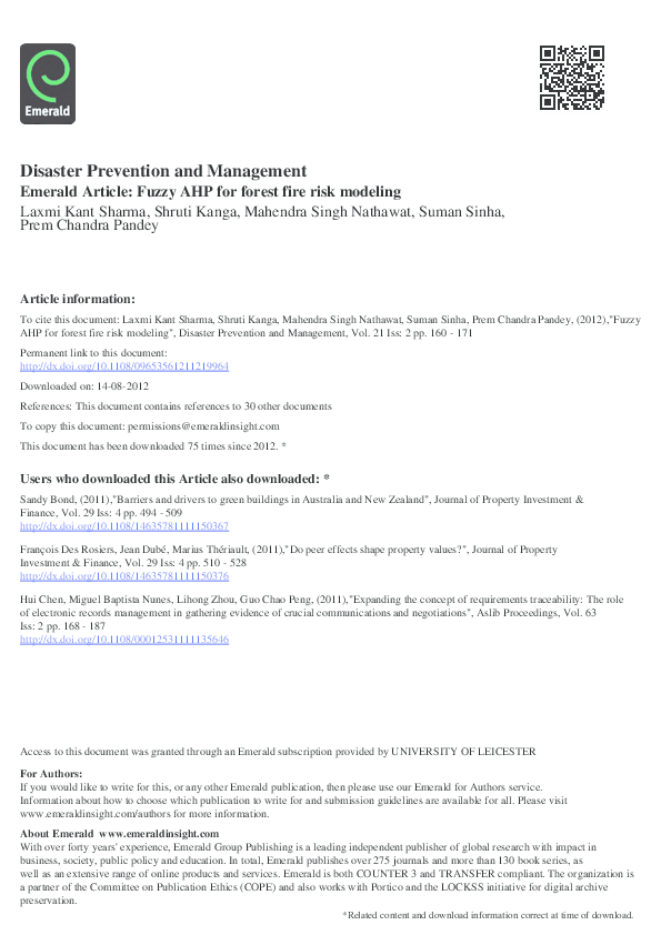 Pdf Fuzzy Ahp For Forest Fire Risk Modeling