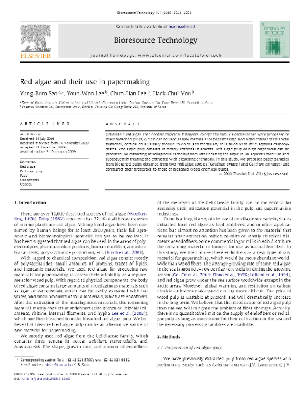 (PDF) Red algae and their use in papermaking