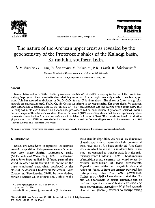 (PDF) The nature of the Archean upper crust as revealed by the ...