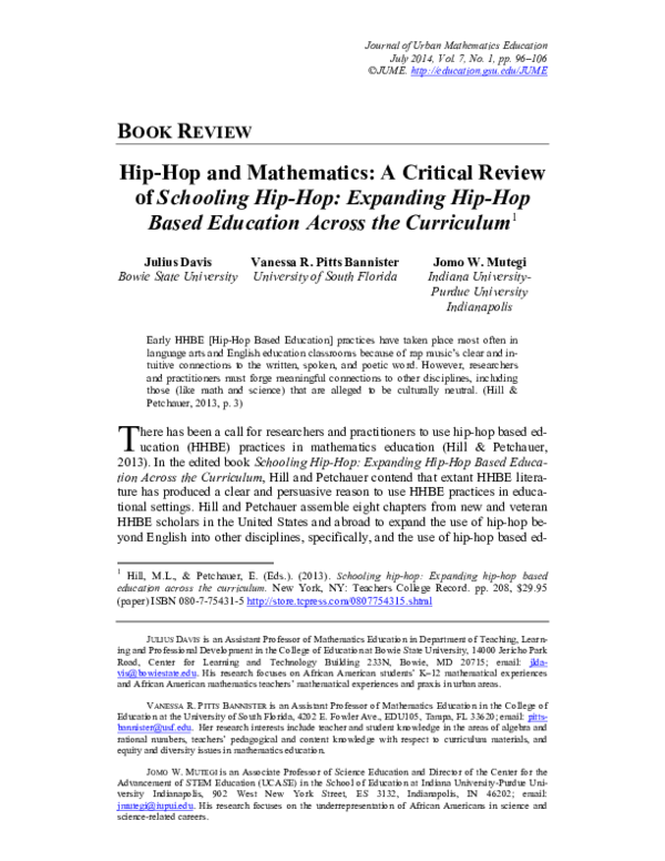(PDF) Davis, J., Pitts-Bannister, V. R., & Mutegi, J. W. (2014). Hip ...