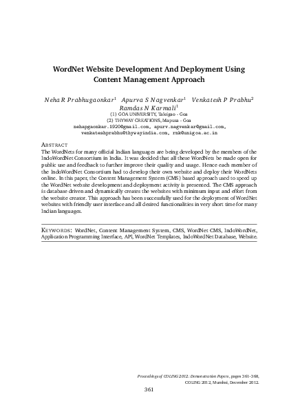 (PDF) WordNet Website Development And Deployment Using Content ...