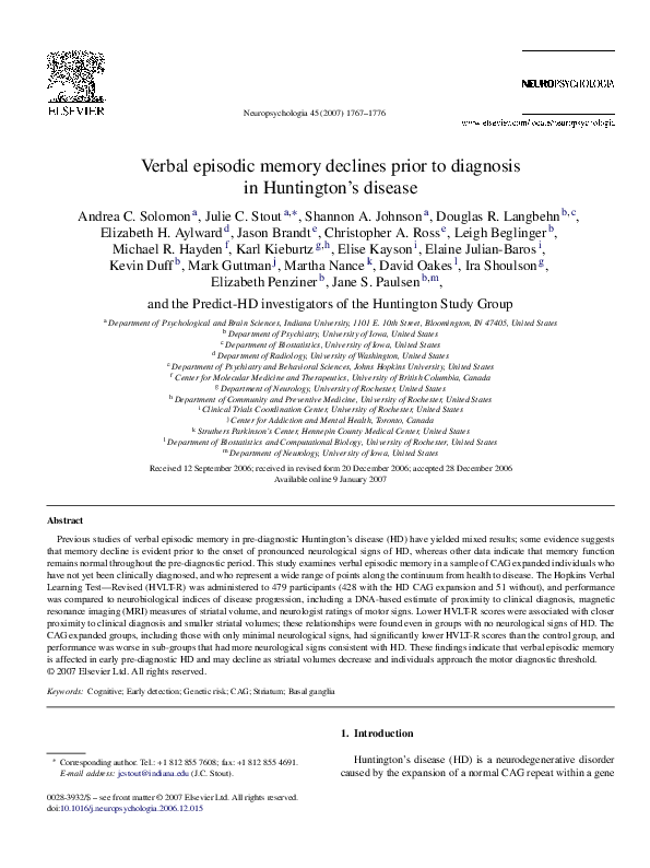 (PDF) HVLT-R in Presym HD (Solomon)