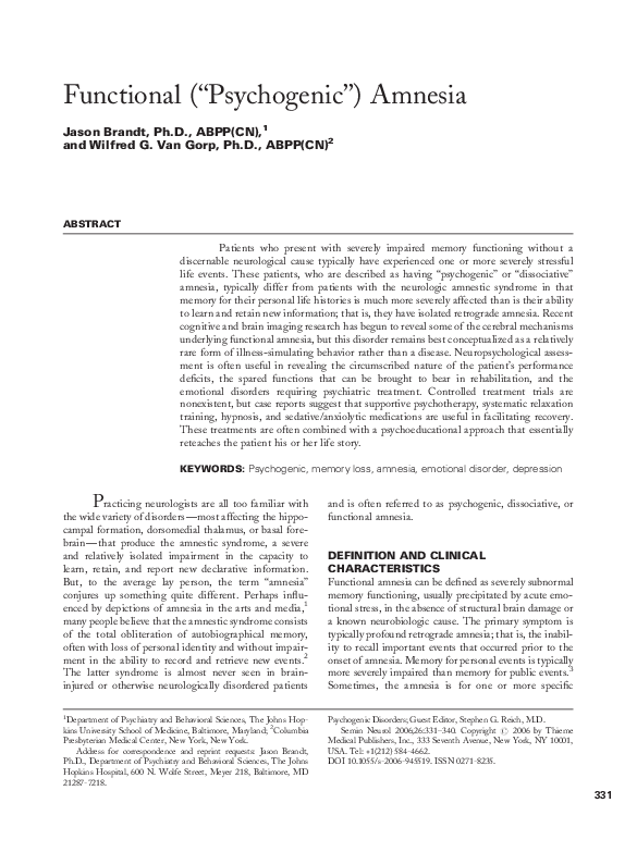 (PDF) Functional Amnesia