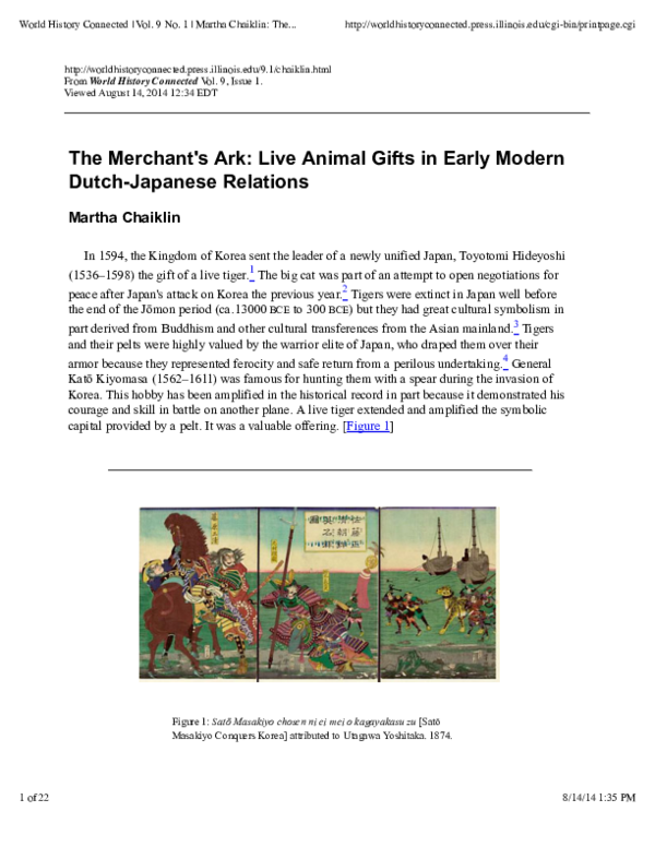 (PDF) The Merchants Ark: Live Animal Gifts in Early Modern Dutch ...