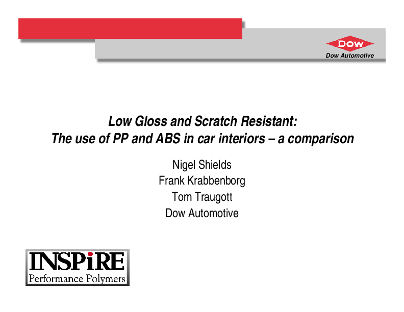 (PDF) Dow Automotive Low Gloss and Scratch Resistant: The use of PP and ...