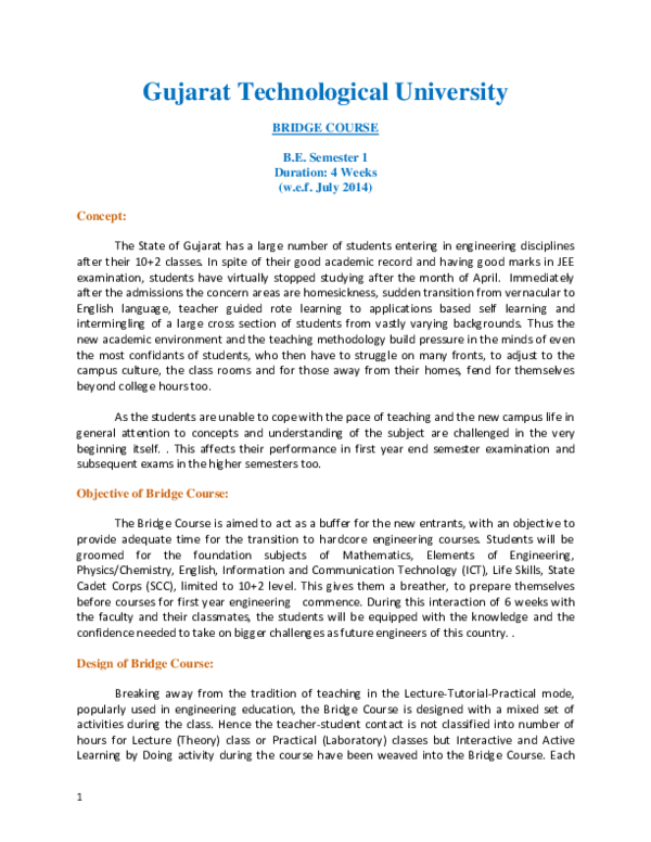 (PDF) Gujarat Technological University BRIDGE COURSE