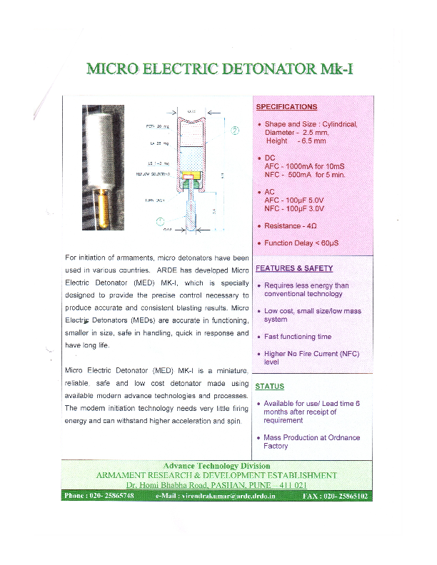 (PDF) Micro Electric Detonator for Fuze