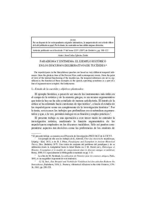 (PDF) "Paradigma y entimema: el ejemplo histórico en los discursos ...