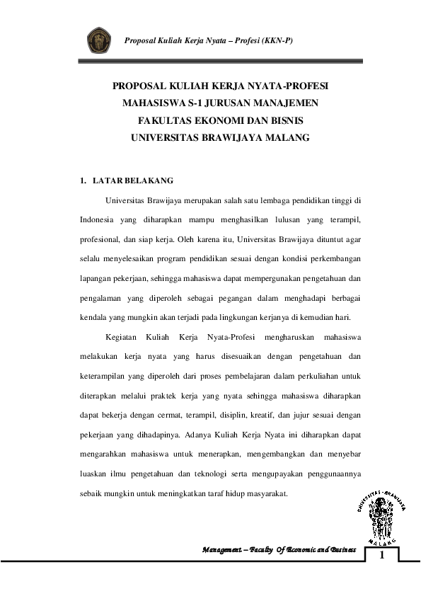 (DOC) PROPOSAL KULIAH KERJA NYATA-PROFESI MAHASISWA S-1 JURUSAN ...