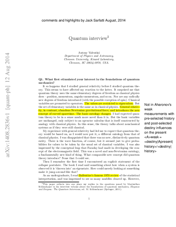 (PDF) Sarfatti Commentary on Tony Valentini's Quantum Interview Aug 12 ...