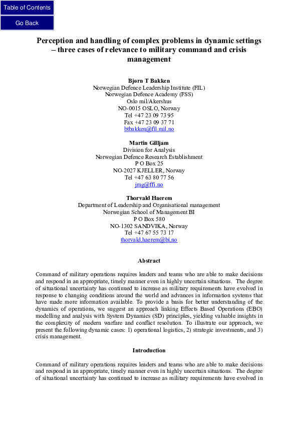 (PDF) Perception and handling of complex problems in dynamic settings ...