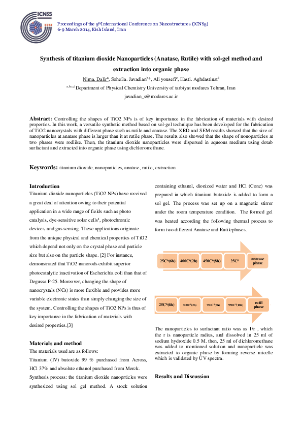 Pdf Synthesis Of Titanium Dioxide Nanoparticles Anatase Rutile With Sol Gel Method And
