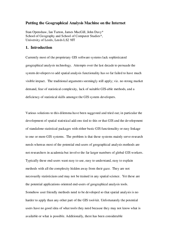 (PDF) Putting the Geographical Analysis Machine on the Internet