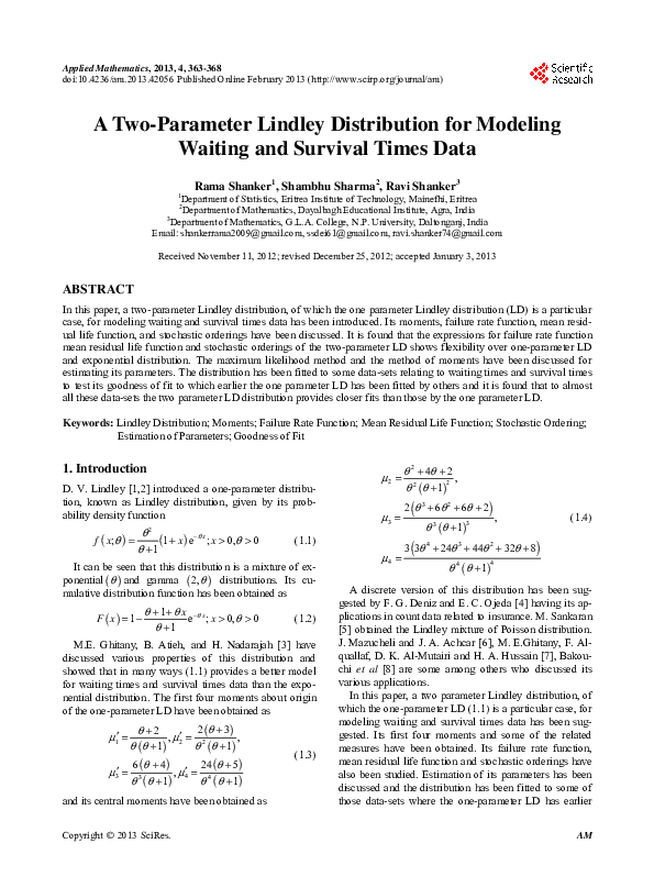(PDF) Distribution Theory