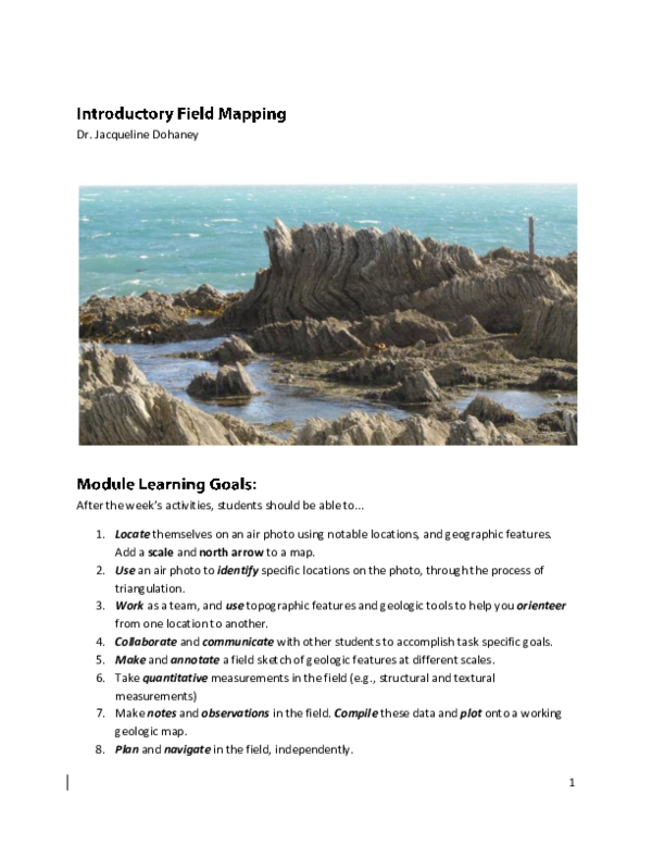 (PDF) Introductory Field Mapping Goals and Readings