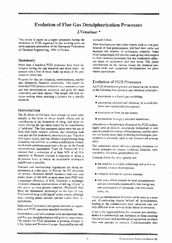 (PDF) Evolution of Flue Gas Desulphurisation Processes