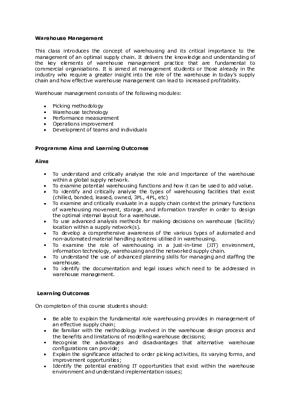 (PDF) Warehouse Management