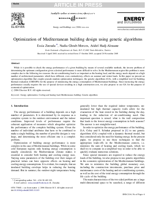 (PDF) Optimization of Mediterranean building design using genetic ...