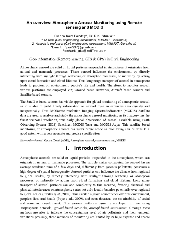 (DOC) An overview: Atmospheric Aerosol Monitoring using Remote sensing ...