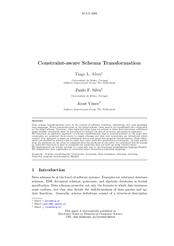 (PDF) Constraint-aware Schema Transformation