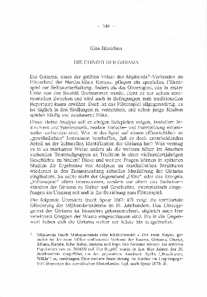 Jähnichen, Gisa (1998). Die Chivoti der Giriama. Berichte aus dem ICTM ...