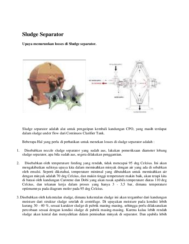 (DOC) Sludge Separator Upaya menurunkan losses di Sludge separator