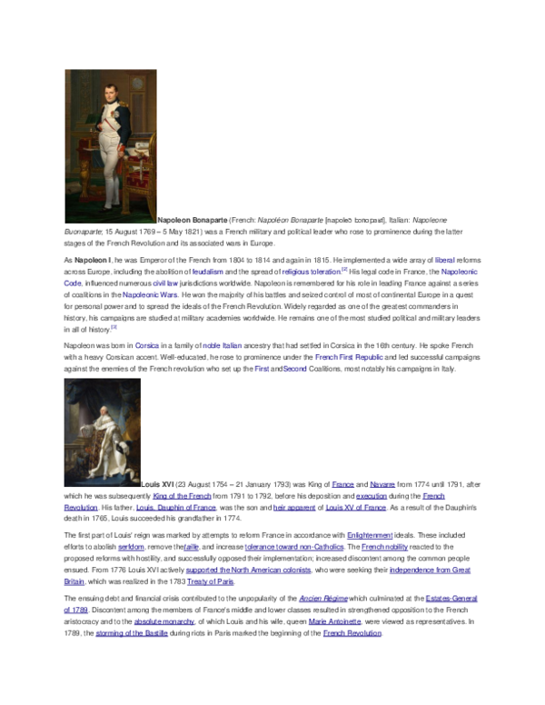 (DOC) Napoleon Bonaparte