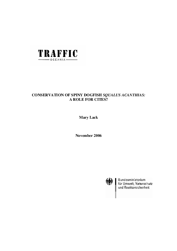 (PDF) CONSERVATION OF SPINY DOGFISH SQUALUS ACANTHIAS: A ROLE FOR CITES